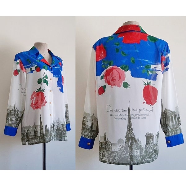 Rose Print Blouse - Etsy