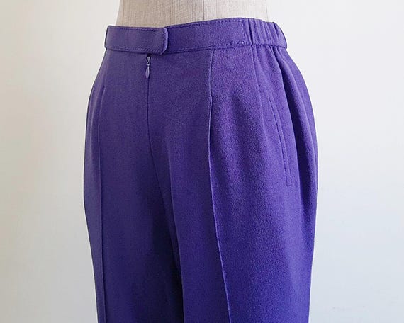 Purple Tapered Pants Vintage High Waisted Pants Womens Cropped Trousers Elastic Waist Pants High Rise Pants Casual Pants Small S 27 Waist Etsy Canada