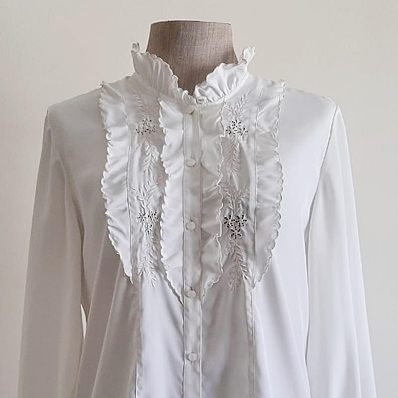 White Ruffle Blouse - Etsy
