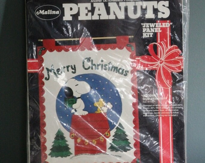 Christmas Banne Kit Peanuts Snoopy Malina Sequins Wool Felt, Vintage - Etsy