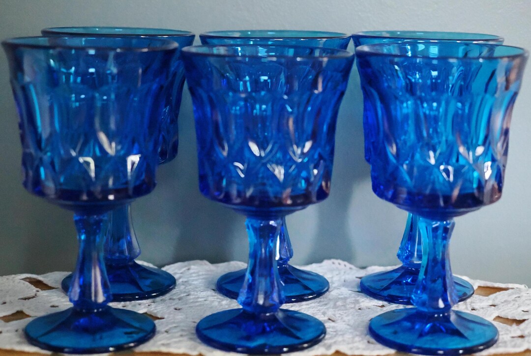 Noritake Provinicial Goblets Glasses Blue Cobalt Vintage Mid Century - Etsy
