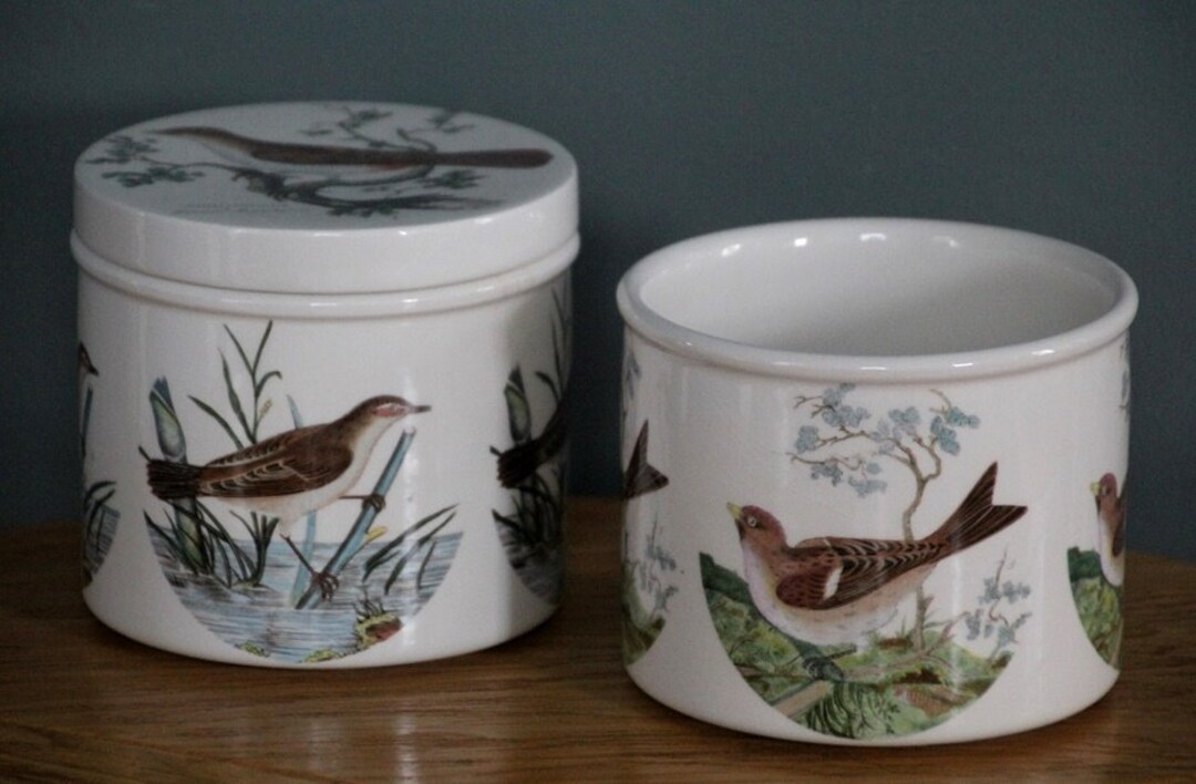Canisters Jars Portmeirion Birds of Britain Nightingale Set of 2 Marked ...