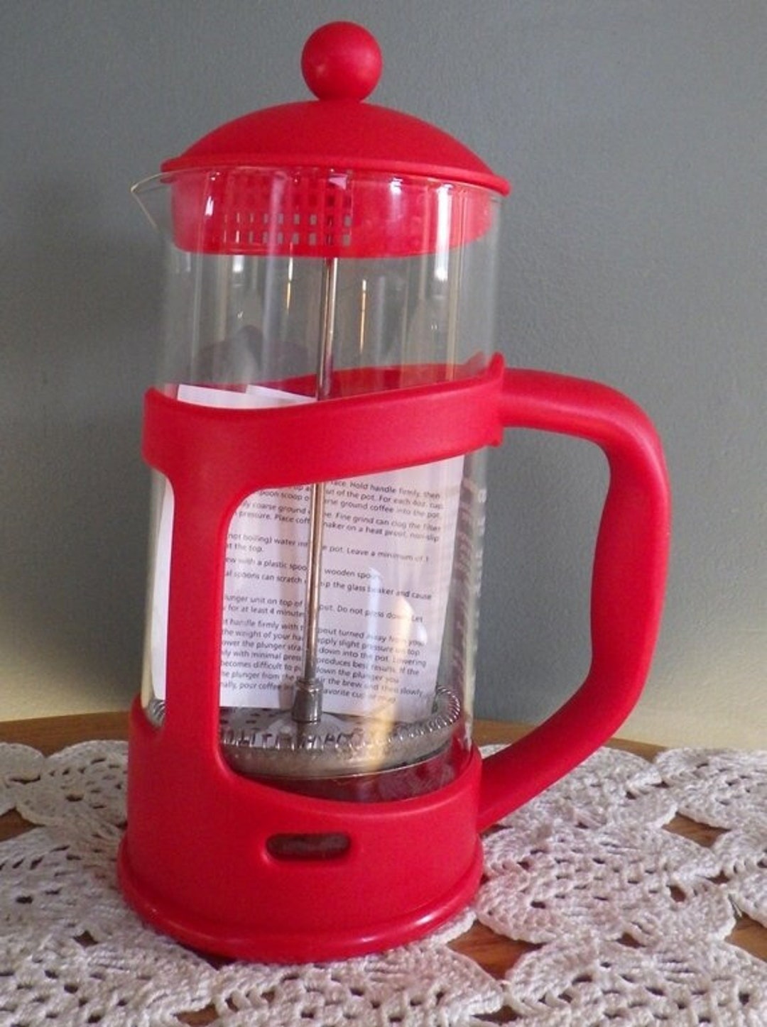 French Press Chefmate Glass Carafe Red Vintage - Etsy