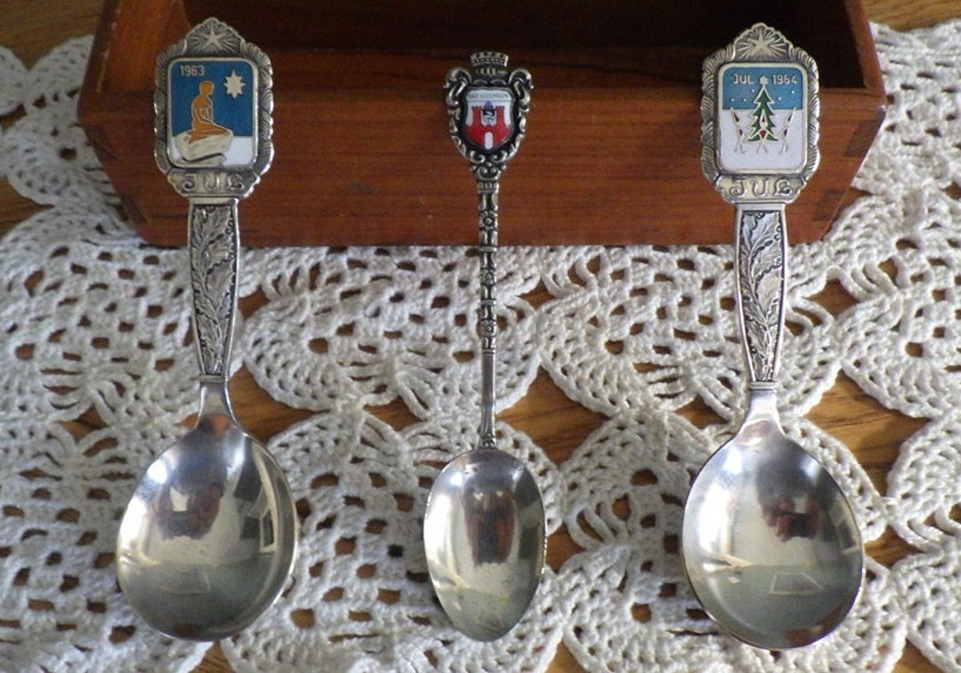 Denmark Silver Enamel Demitasse Spoons Meka Vintage - Etsy
