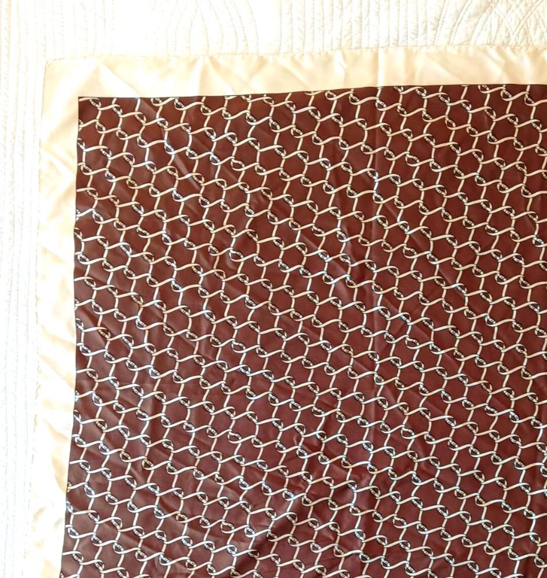 ROBERTA Di CAMERINO 70's Silk Scarf. Pure Silk. Brown and White ...