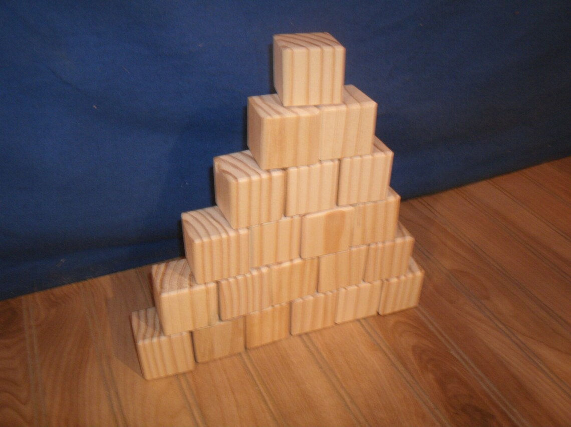 40 Unfinished Wood Blocks, 1 1/2" Unfinished Wooden Blocks, Baby Blocks ...