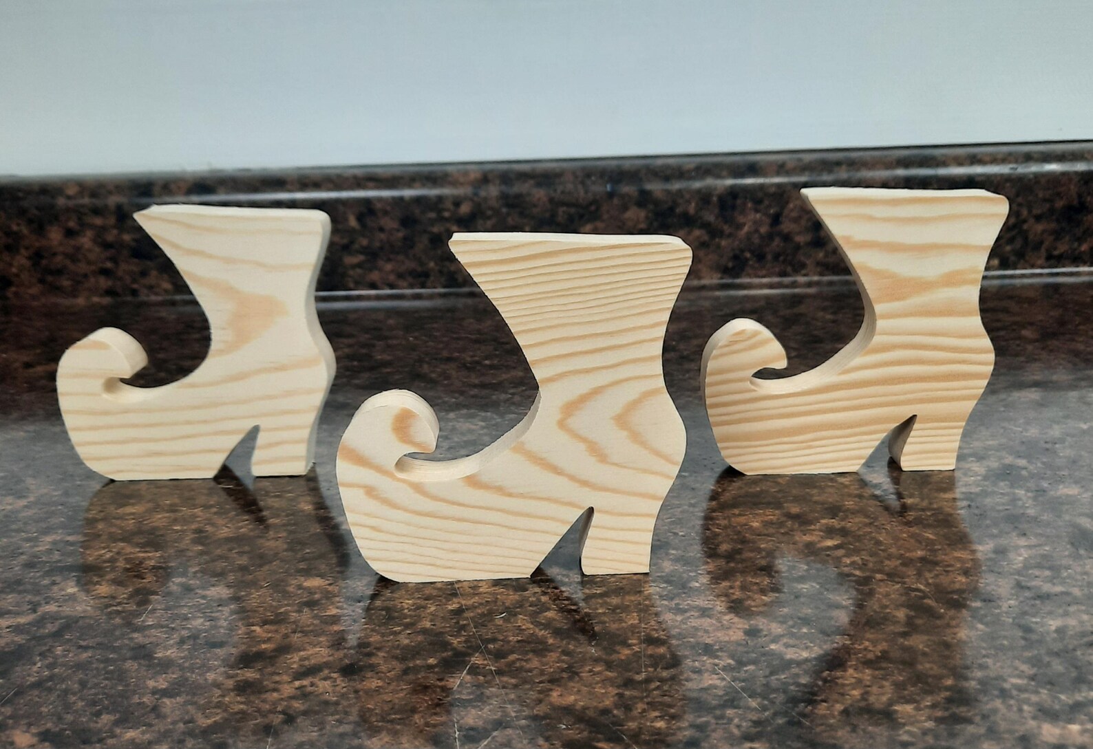 3 Pc. Set Unfinished Wooden Witch Boot Cutouts, Witch Boot Blanks ...