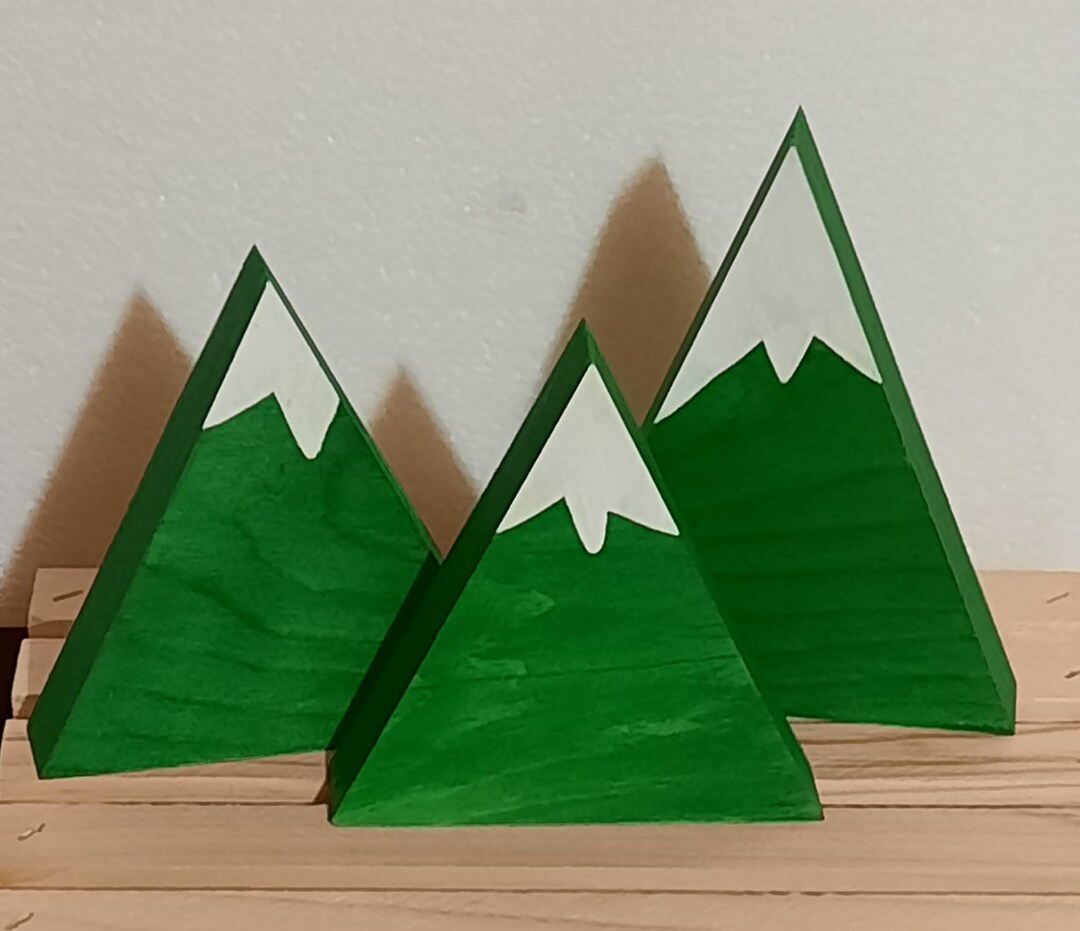 Mini Mountain Set 2, Wooden Mountains, 3 Pc. Wood Mountain Set, Nursery ...