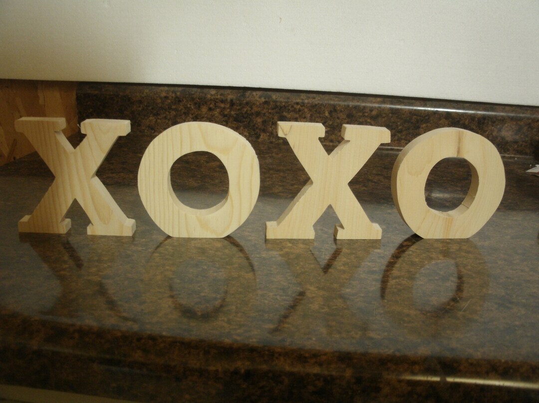 Unfinished Wooden XOXO Letters Free Standing, Valentine's DIY Wood ...