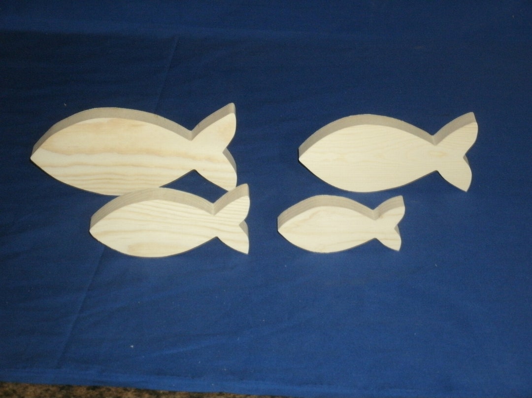 10 Wood Fish, Unfinished Wood Fish Cutout, Wooden Fish Shapes, Wooden ...