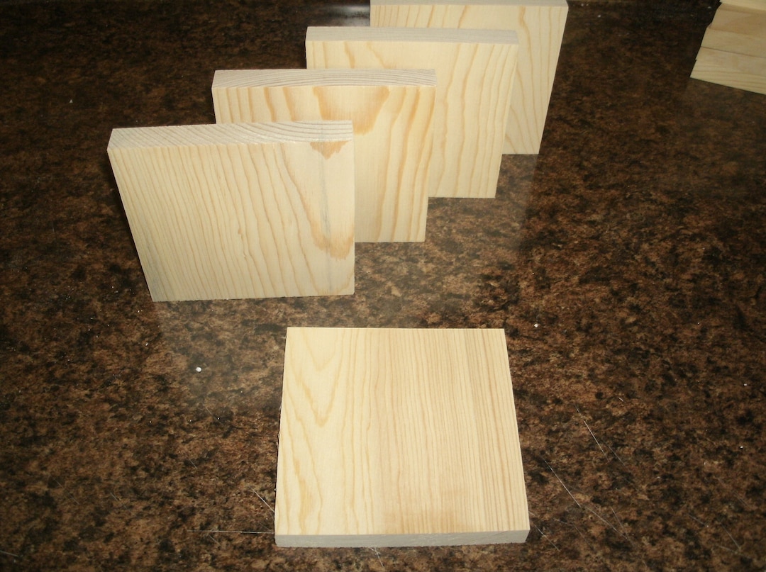 Wooden Blocks, 5- 5 1/2" X 5 1/2" Unfinished Wood Blocks, DIY Wood ...