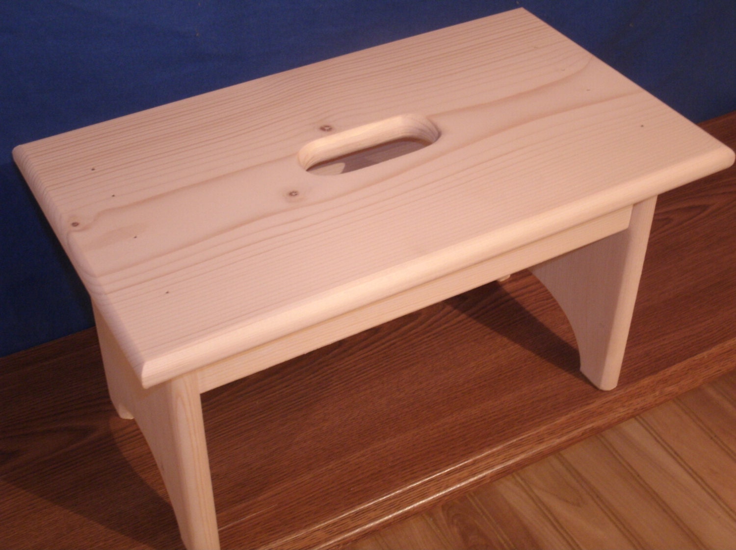 9" Wooden Step Stool With Hand Hole , Unfinished Unfinished Pine 9 ...