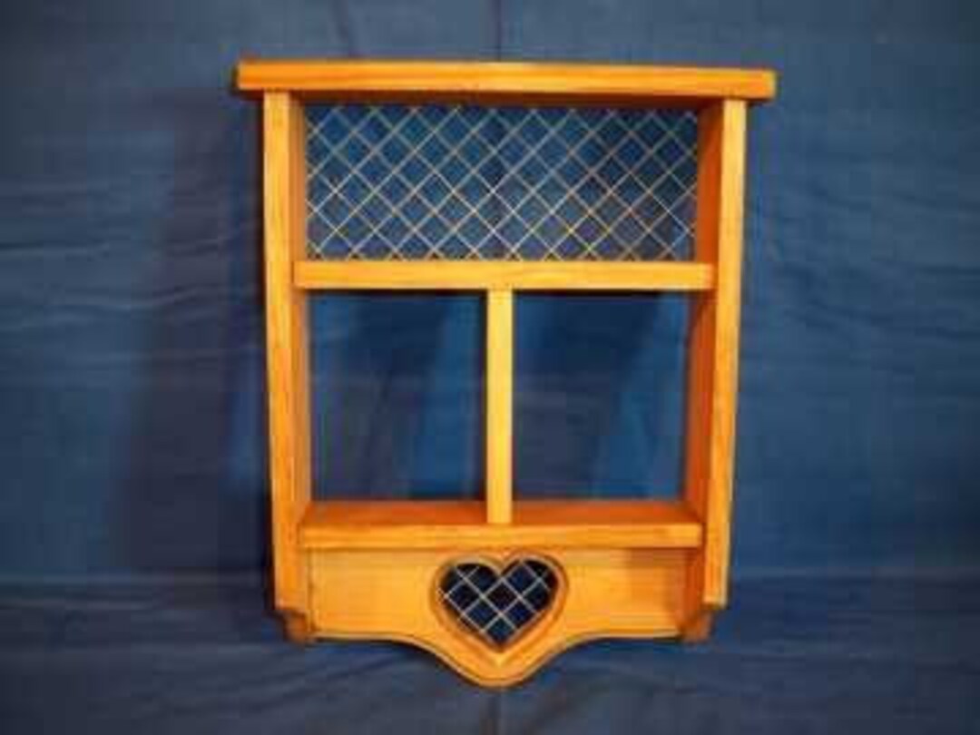 Rustic Country Wooden Wire Trinket Shelf With Hearts, Walnut Stain ...