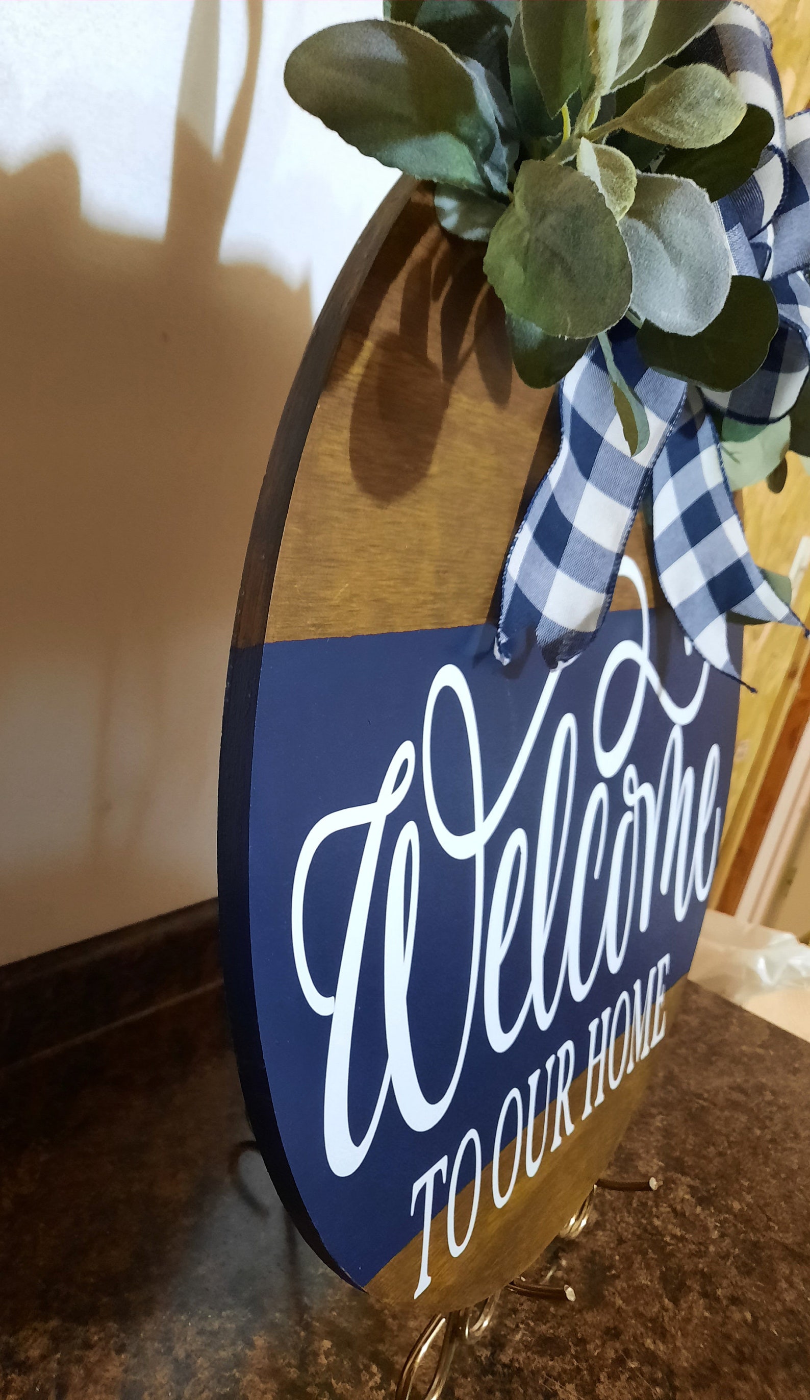 Front Door Decor Wooden Front Door Sign Welcome to Our Home | Etsy