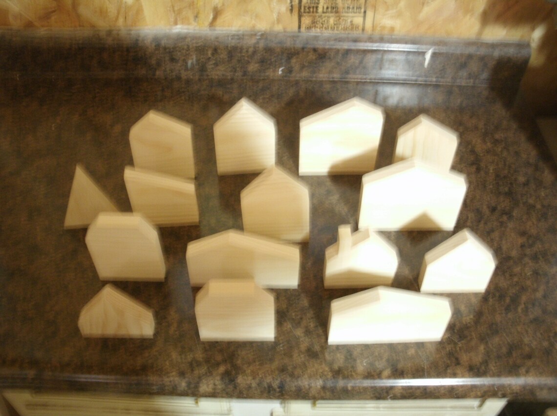 15 Unfinished Wood House Shapes Wooden House Wooden Blocks | Etsy