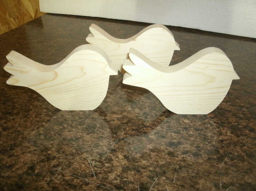Unfinished Wood Bird Shape #1, Wooden Songbird Shape , Sitting Wooden ...