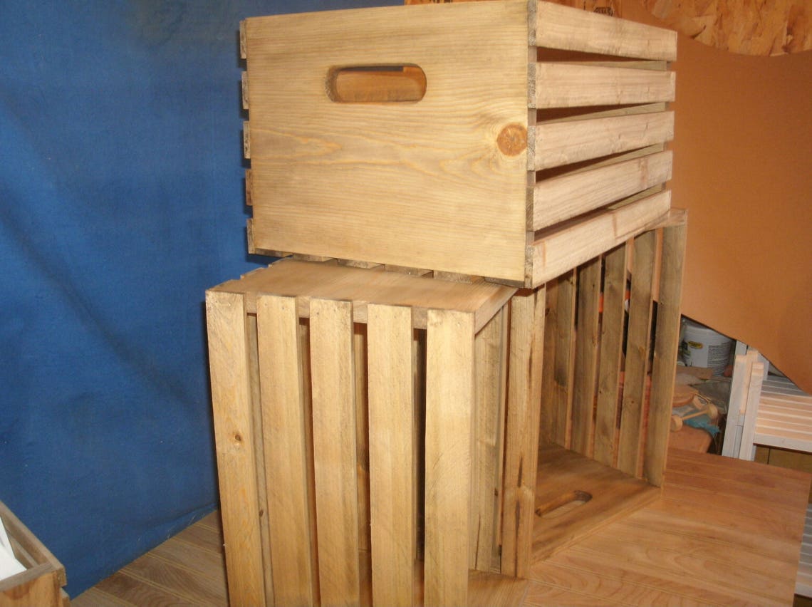 LARGE 18" Storage Crate American Walnut Stain, Wood Crate, Wooden Crate ...