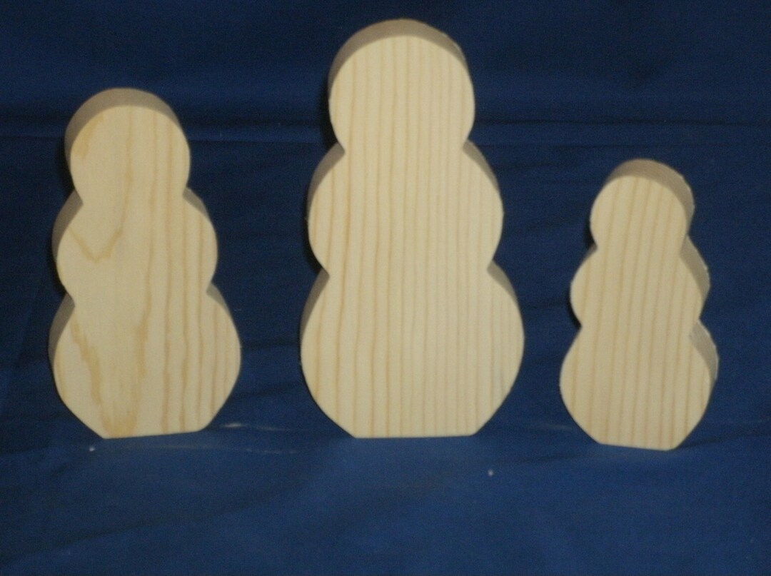 3 PC. SET Snowman # 2, Wooden Snowman, Unfinished Snowman, Snowman ...