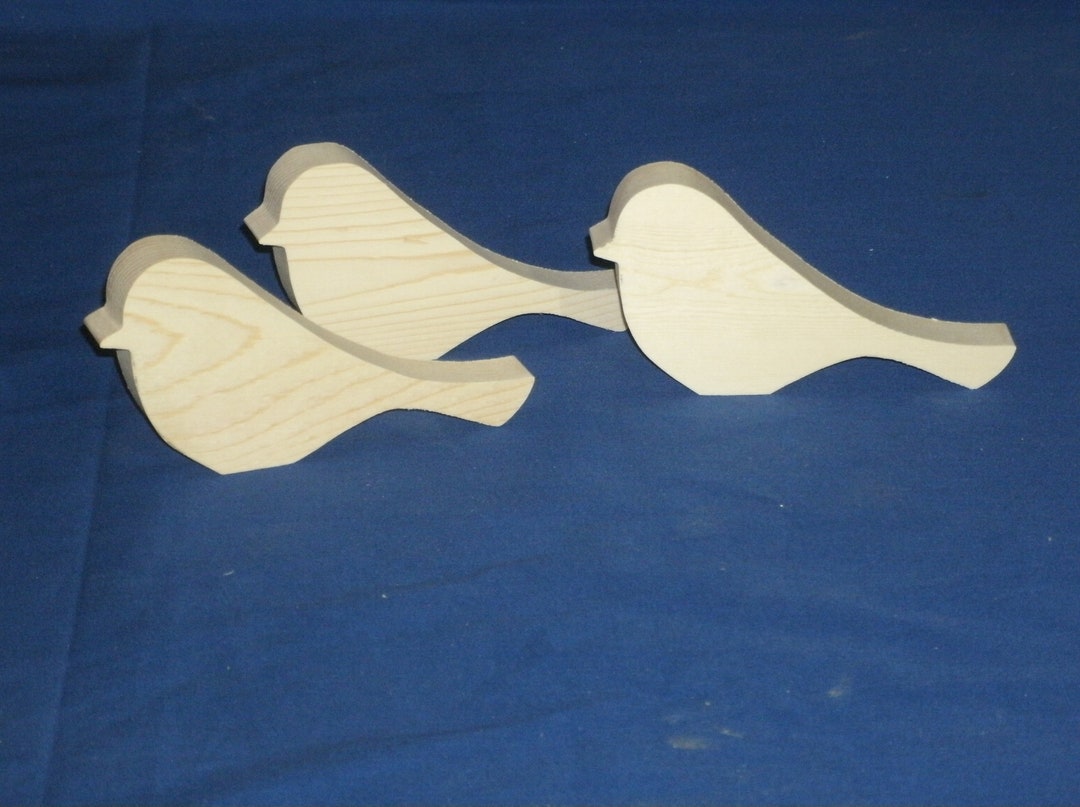 10 or 20 Unfinished Wood Bird Shape #4, Wooden Songbird, Sitting Wooden ...