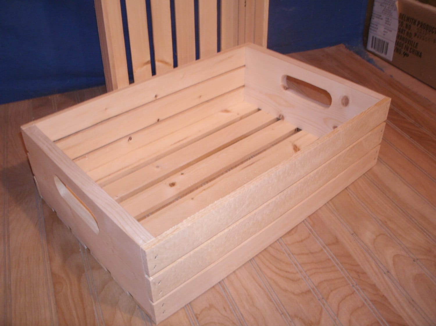 18" Wood Crate, 5" High Wooden Crate,wood Storage Crate, Slatted Wood ...