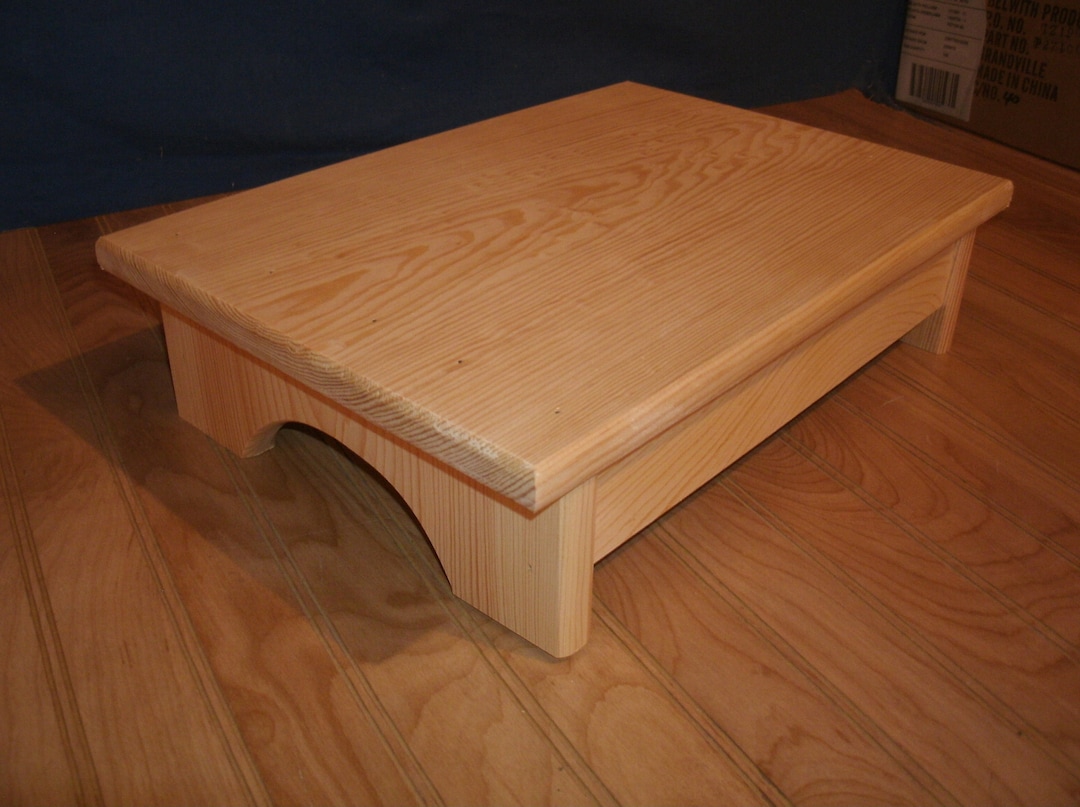 Wood Step Stool, 4" ADULT WIDE Wooden Step Stool, Unfinished Pine ...