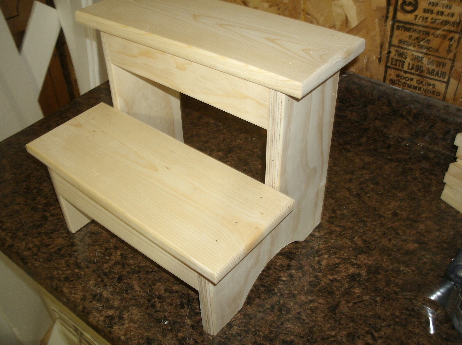 Rustic Wooden Step Stool, 2 Step Wooden Step Stool, Wooden Stool,wooden Bench, Bedroom Step ...