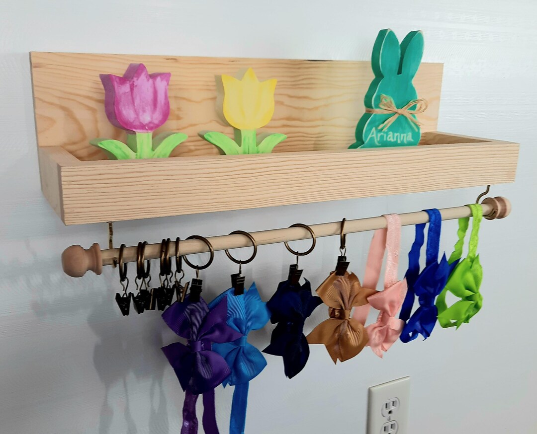 Hair Bow Holder, Headband Holder, Bow Holder Shelf, Nursery Shelves ...