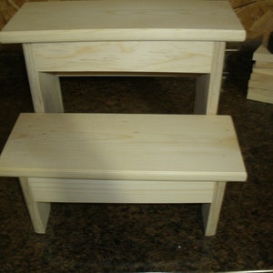 Rustic Wooden Step Stool, 2 Step Wooden Step Stool, Wooden Stool,wooden ...