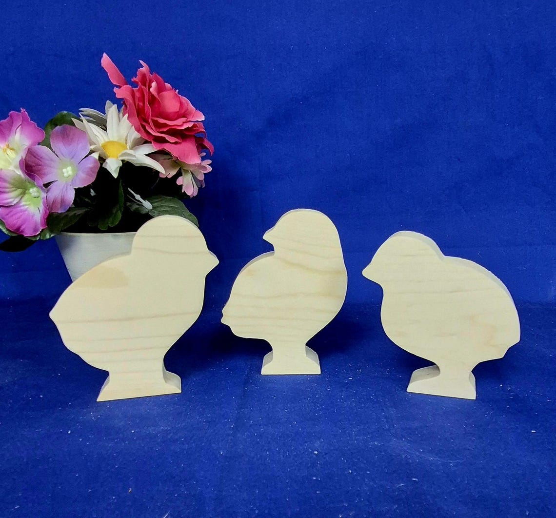 1 or 3 Wooden Chick Shapes, Unfinished Easter Chick Cutouts, Wooden ...