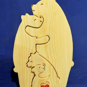 Wooden Bear Family Puzzle, Animal Family, Mother's Day Gift ...