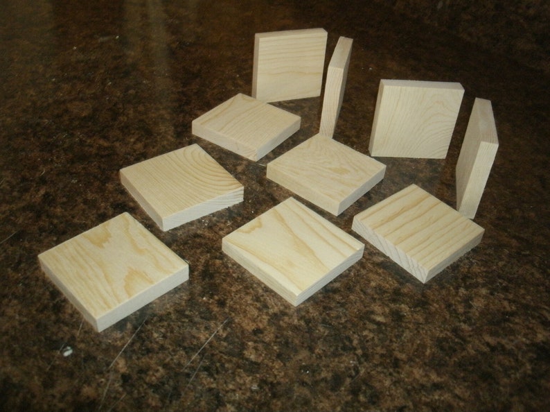 Wooden Blocks, 10- 2 1/2" X 2 1/2" Unfinished Wood Blocks, DIY Wood ...