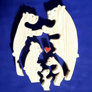 Wooden Bear Family Puzzle, Animal Family, Mother's Day Gift ...