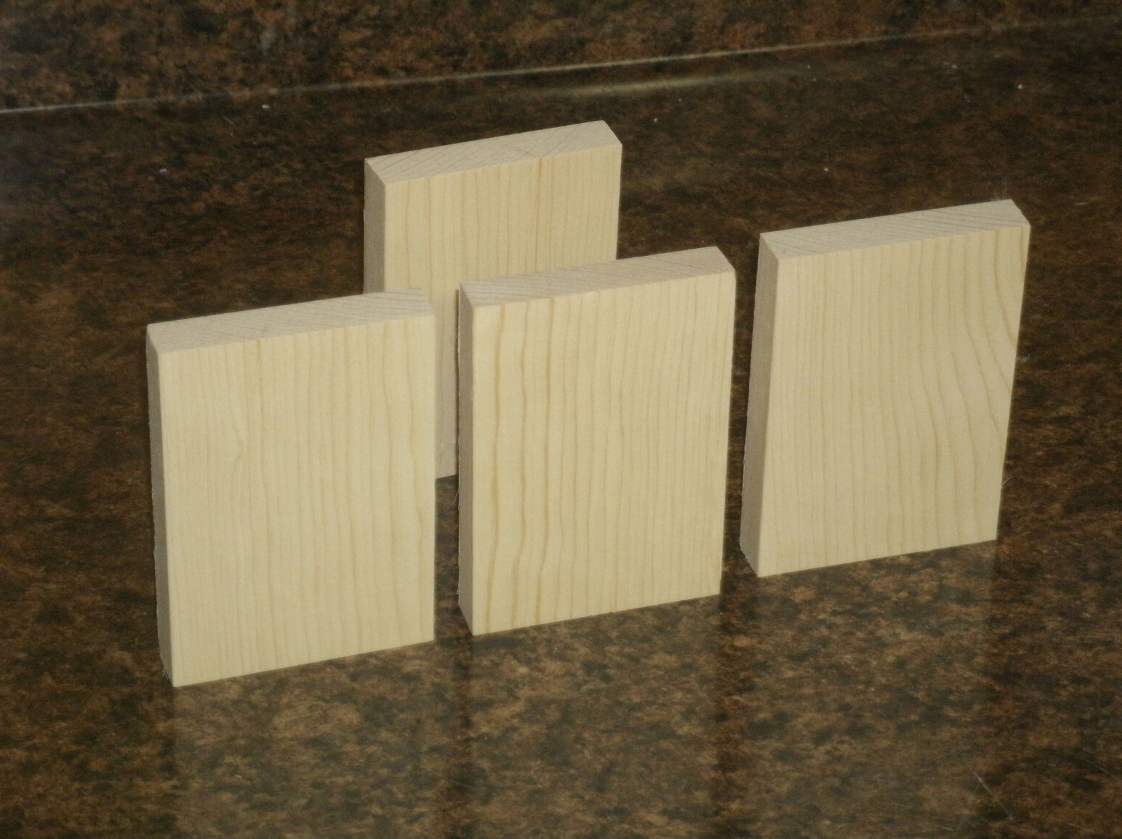 4 Unfinished Wooden Blocks Wooden Tile Wooden Blocks | Etsy