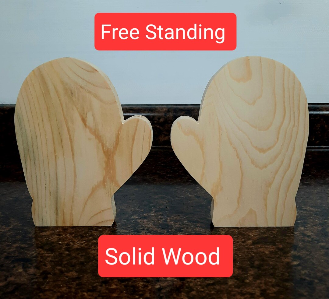 8" Jumbo Wooden Mitten Cutouts, Large Mitten Shapes, Wooden Mitten ...