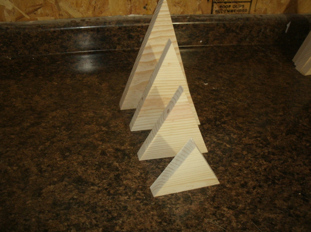 4 - Wood Trees, Unfinished Wood Tree Shapes, DIY Christmas Tree's, 9 1/ ...