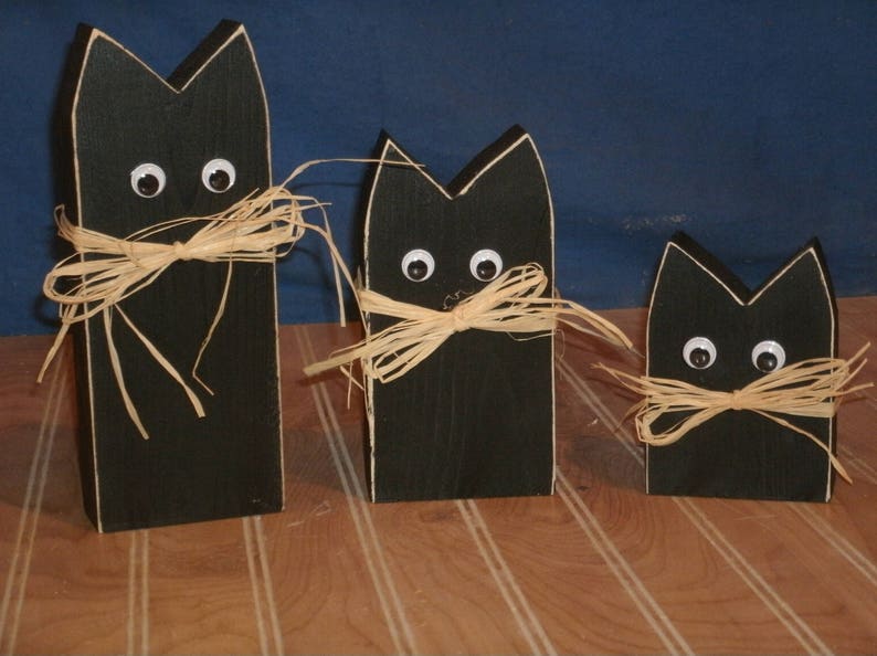 Black Cat-rustic Black Cat-wooden Cat-rustic Black - Etsy