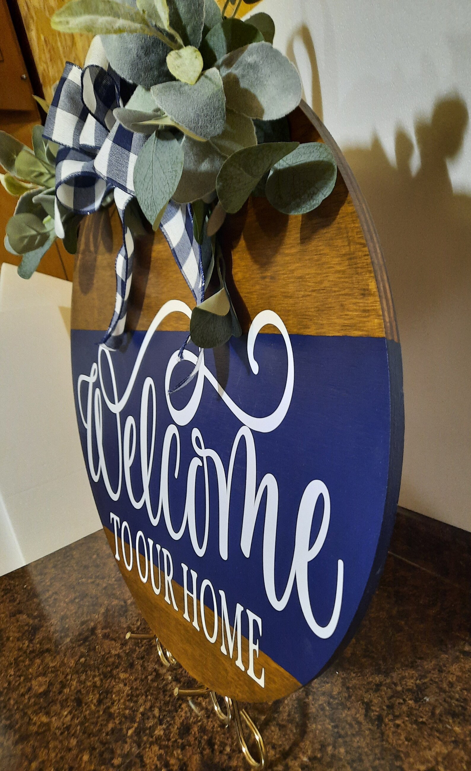 Front Door Decor Wooden Front Door Sign Welcome to Our Home | Etsy