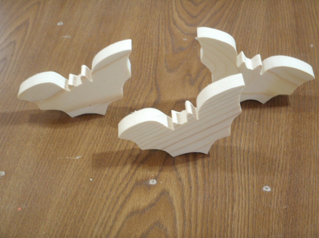 3 - Unfinished Wooden BAT # 2 Cutouts, Wood Bat, Bat Shapes, Wooden Bat ...