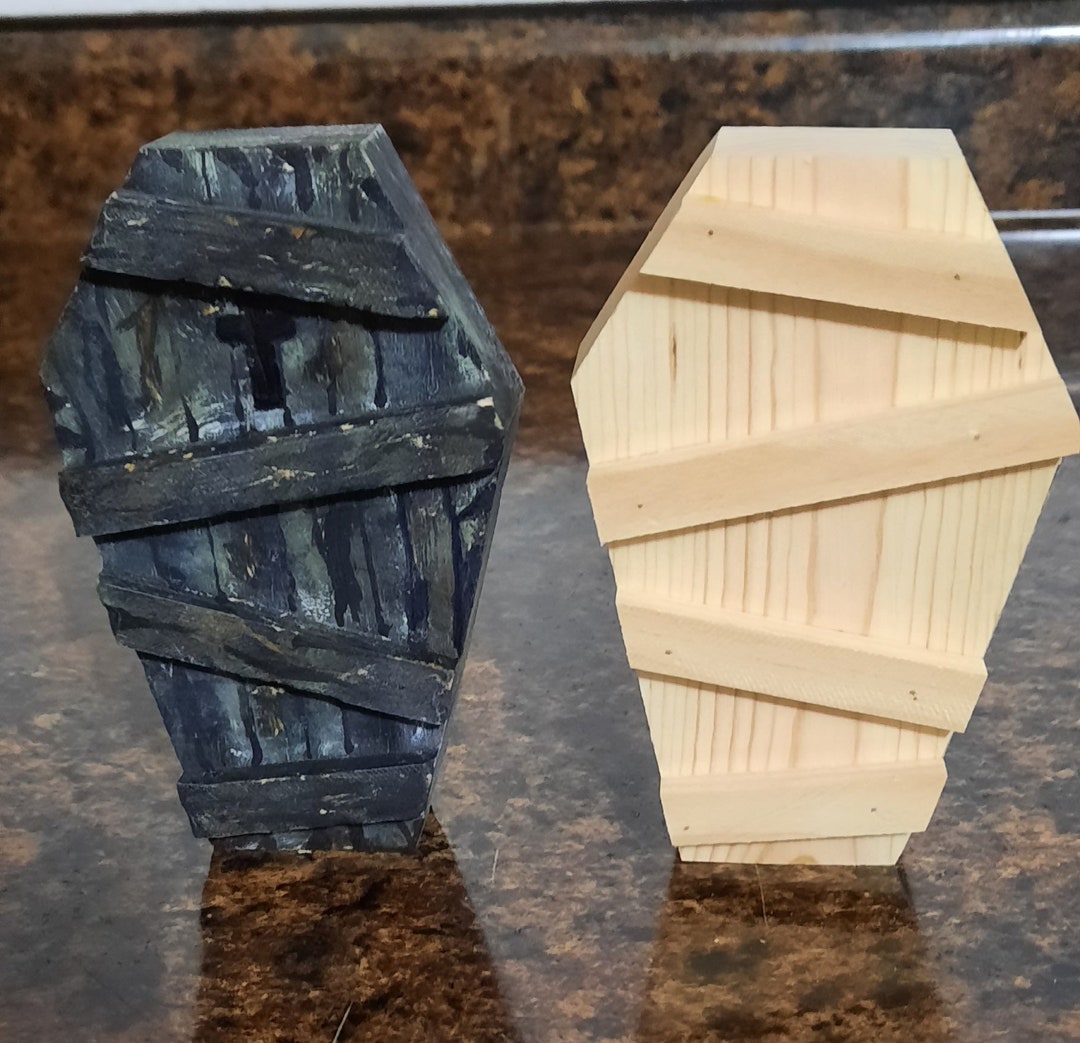 1 or 3 Wooden Coffin Cutouts, Unfinished or Painted Wooden Casket ...