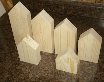 Wood House Blocks | Etsy