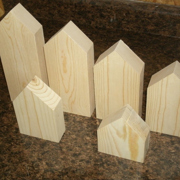 Wooden Block House Thick - Etsy