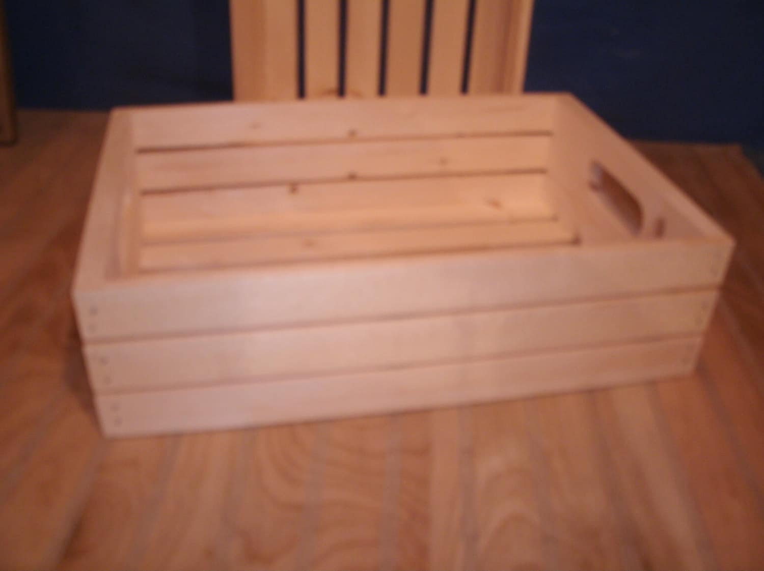 18" Wood Crate, 5" High Wooden Crate,wood Storage Crate, Slatted Wood ...