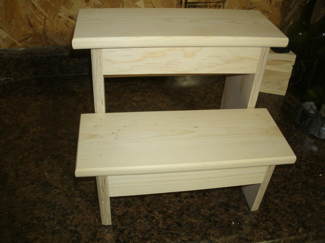 Rustic Wooden Step Stool, 2 Step Wooden Step Stool, Wooden Stool,wooden ...