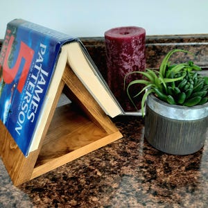 Nightstand Book Holder, Book Stand, Wooden Book Mark, Triangle Book ...