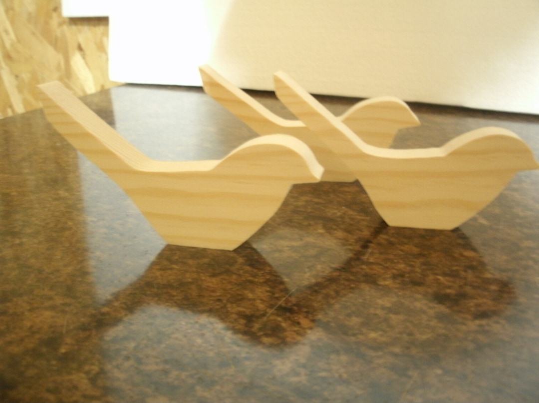 10 or 20 Unfinished Wood Bird Shape #2, Wooden Songbird Shape , Sitting ...
