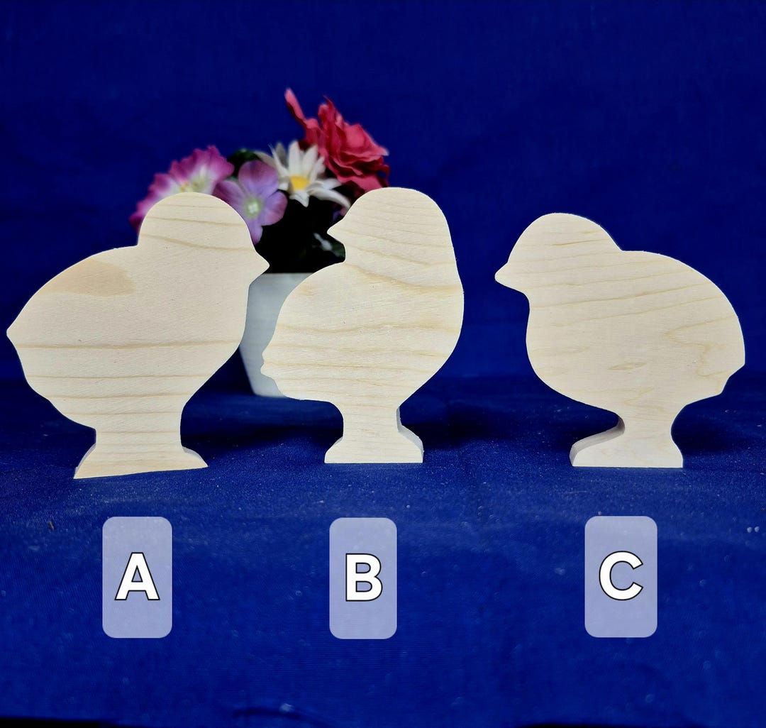 1 or 3 Wooden Chick Shapes, Unfinished Easter Chick Cutouts, Wooden ...