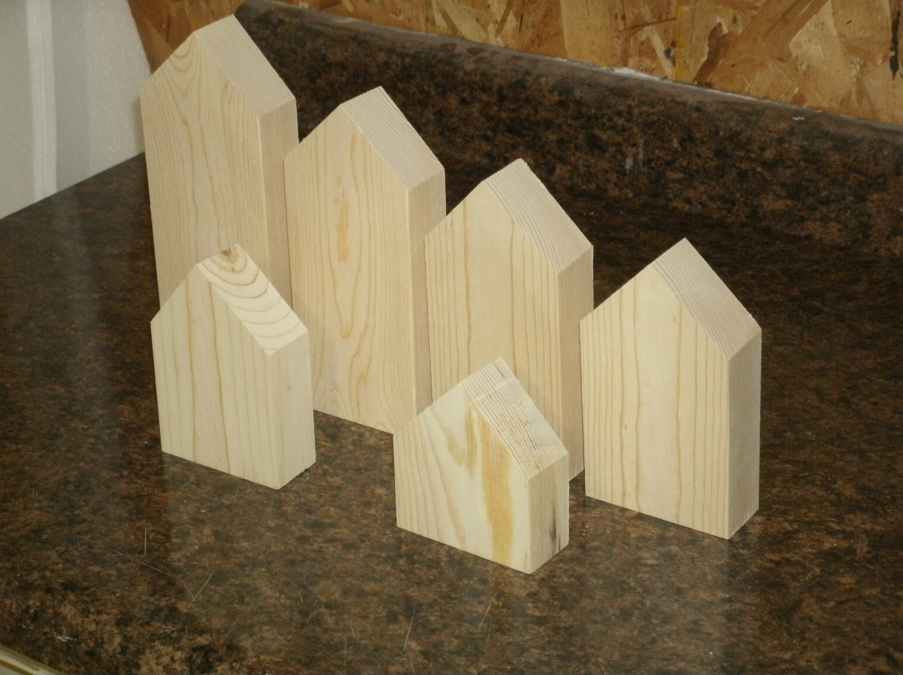 12, 24, 48, 96 - CHUNKY LARGE Unfinished Wood House Shapes, Wooden ...