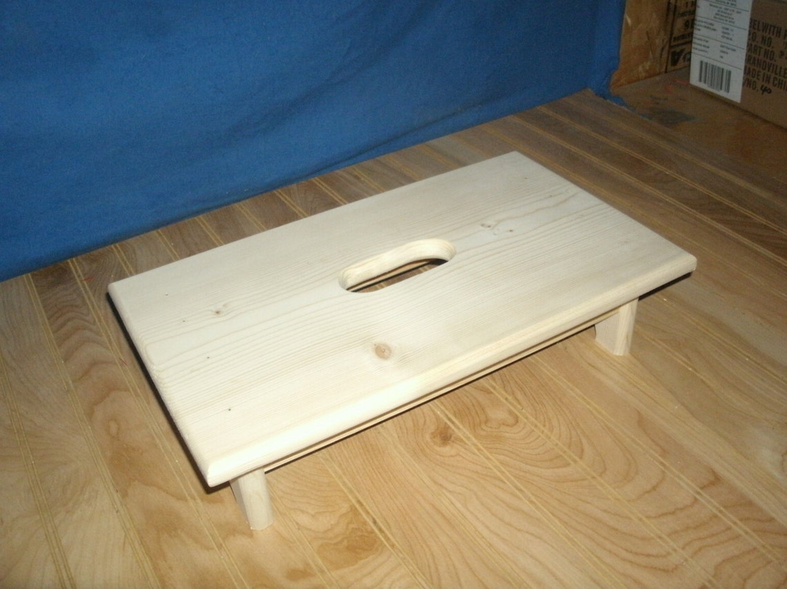 Wood Step Stool, 4" Wooden Step Stool With Hand Hole, Rustic Wooden ...