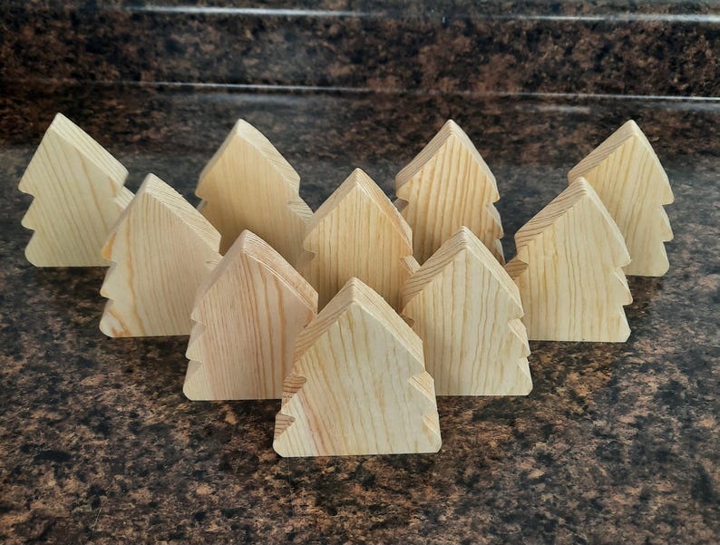 10 or 20 Chunky Christmas Tree Cutouts, Unfinished Wooden Christmas ...