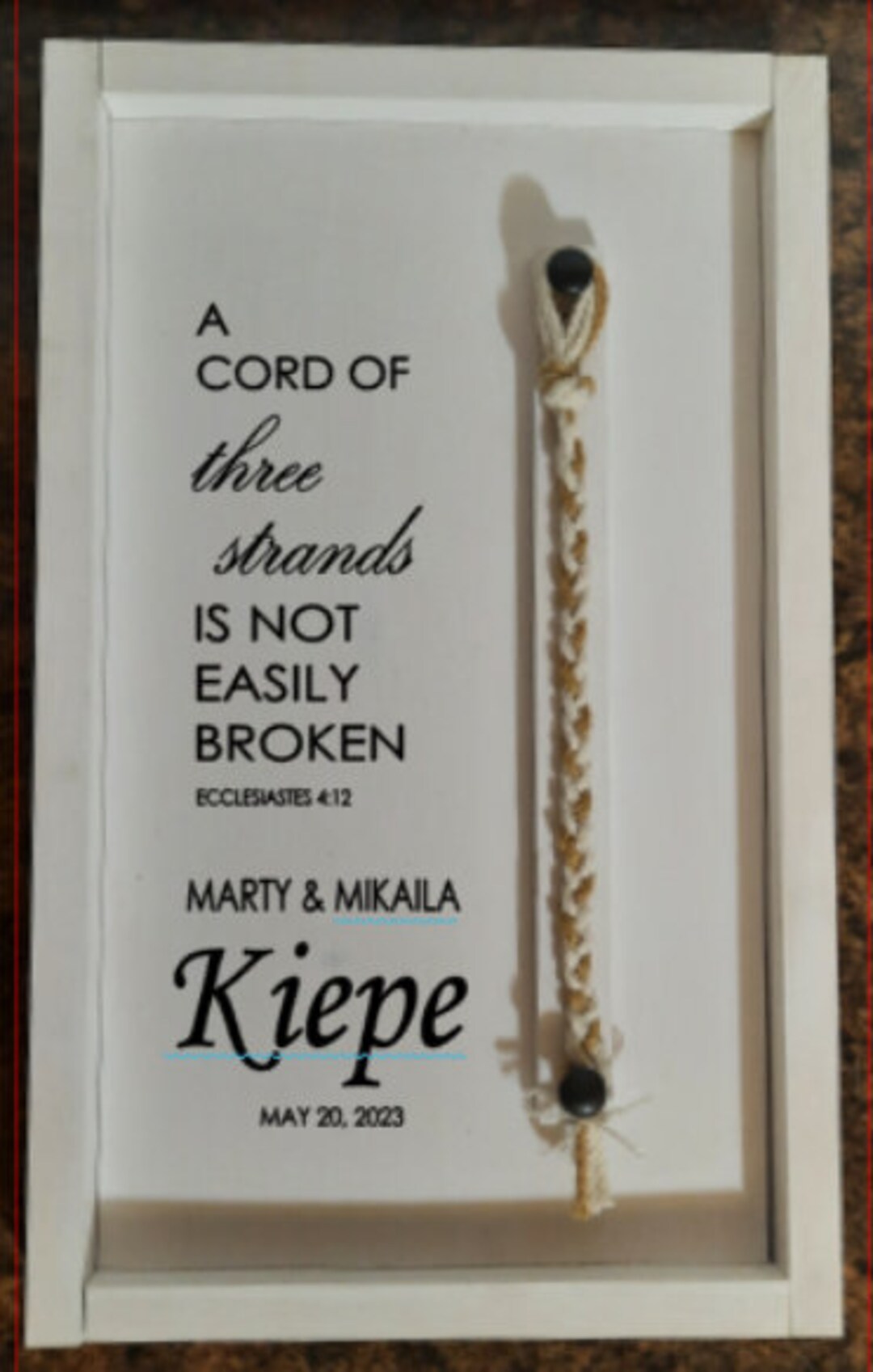 A Cord of Three Strands Eccl. 4:12 Unity Ceremony Braided Cord Sign ...